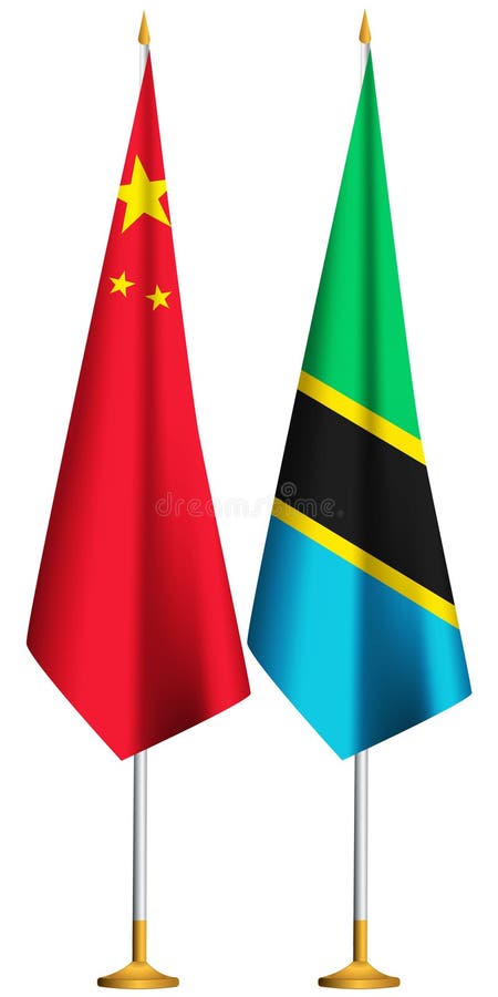 Tanzania and China Small Table Flags Together Stock Photo ...