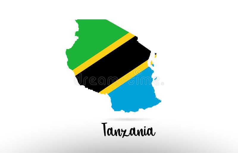 Tanzania Country Flag Inside Map Contour Design Icon Logo Stock Vector