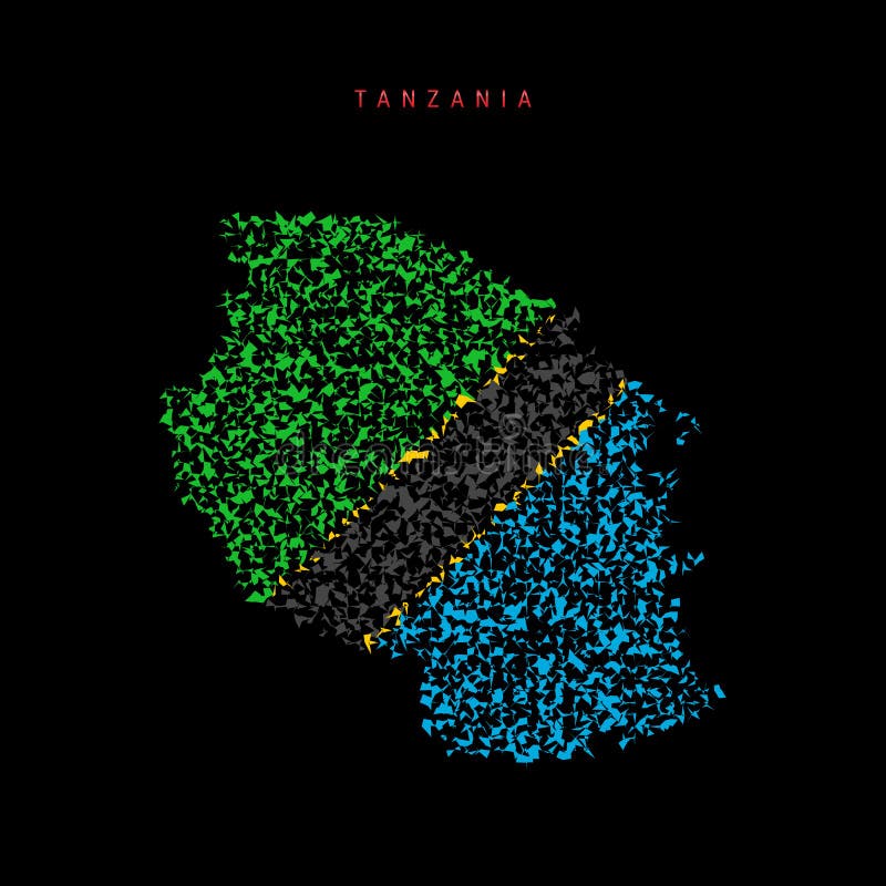 Tanzania Flag Map Chaotic Particles Pattern In The Tanzanian Flag
