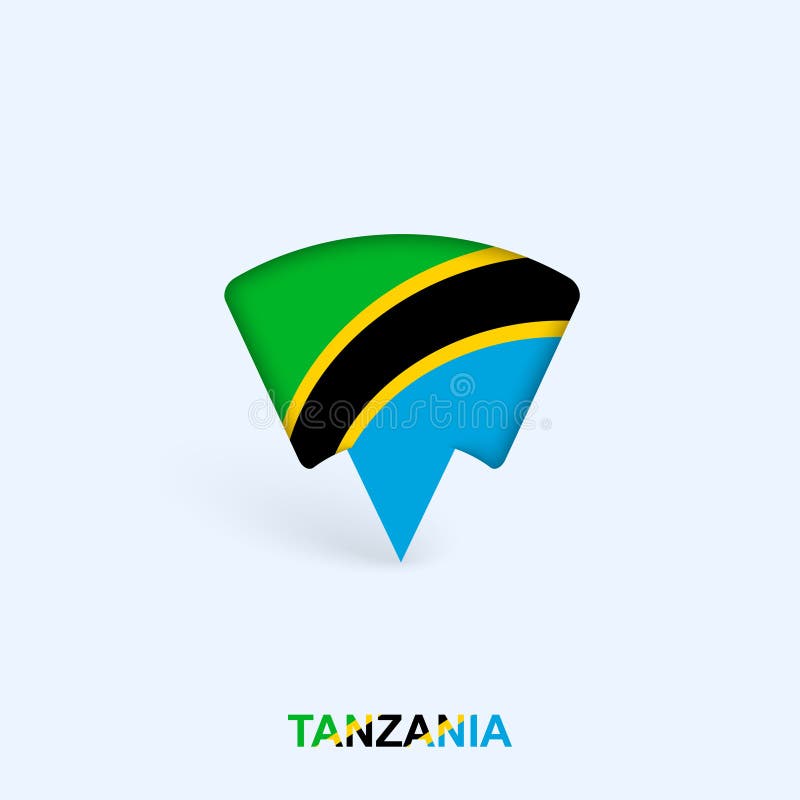 Tanzania Flag Map Pointer Design with Shadow Stock Vector ...