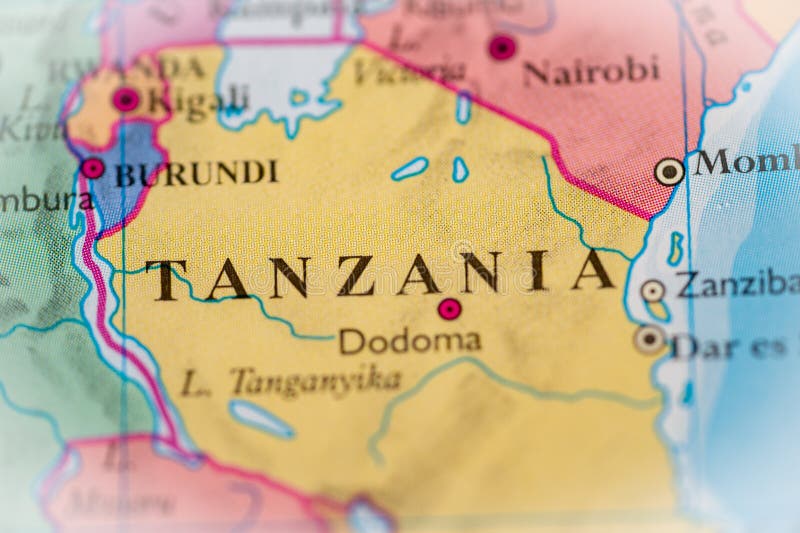 Tanzania Highlighted on a World Map Stock Photo - Image of area ...