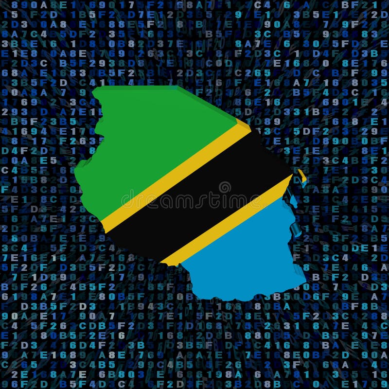 Tanzania Map Flag on Hex Code Illustration Stock Illustration ...