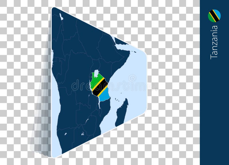 Tanzania Map and Flag on Transparent Background Stock Vector ...