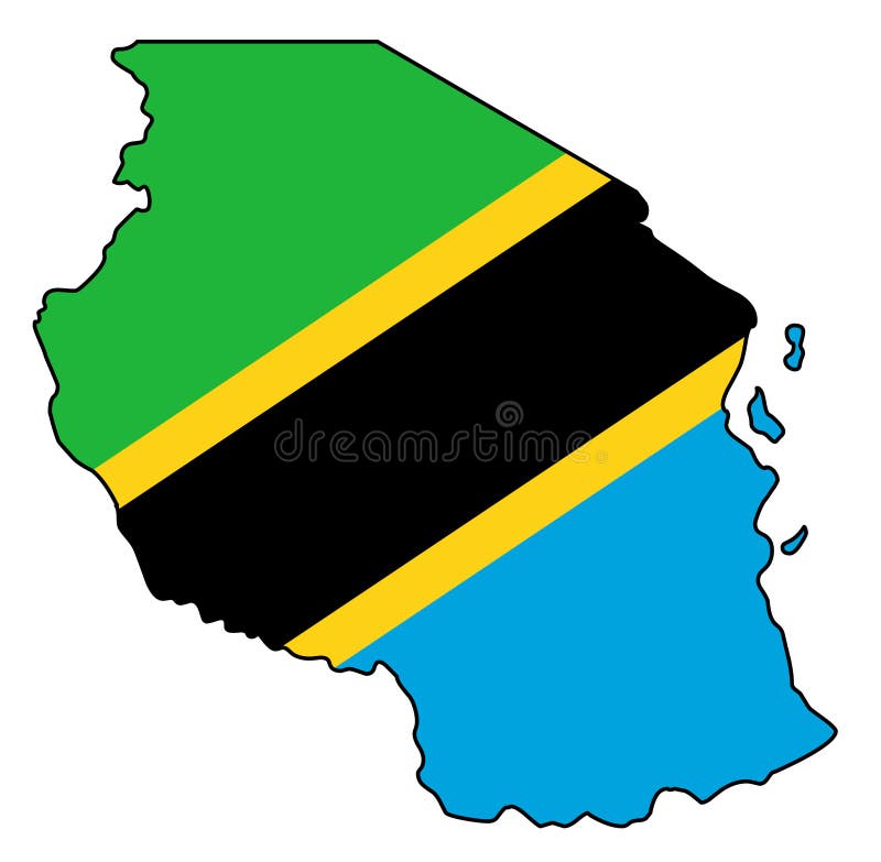 Vector Map Of Tanzania With Flag Isolated White Background Stock