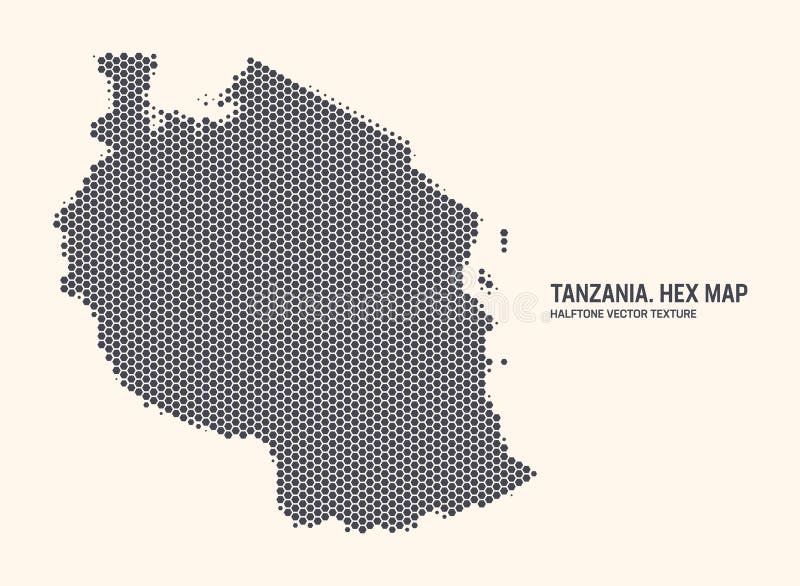 Tanzania Map Vector Hexagonal Half Tone Pattern Isolated on Light ...