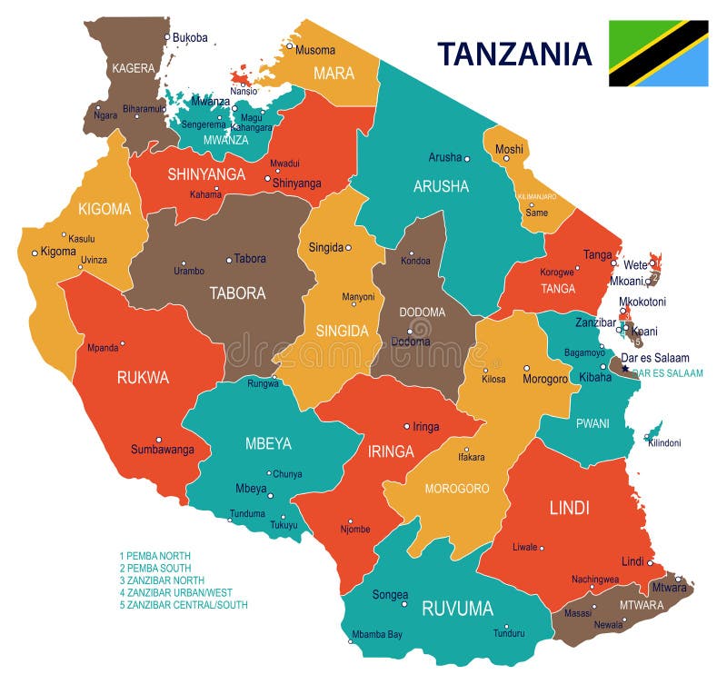 Mapa de Tanzania África ilustración del vector. Ilustración de africano ...