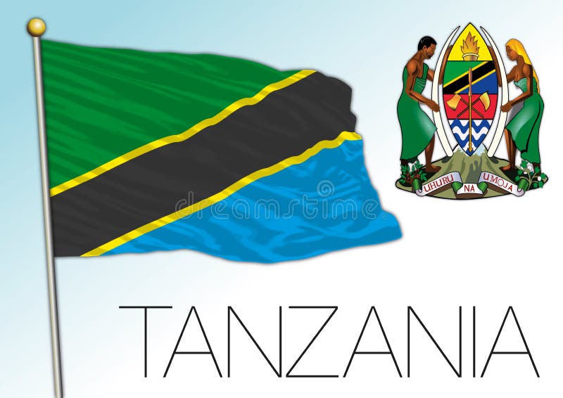 Tanzania Official National Flag And Coat Of Arms Africa Stock Vector
