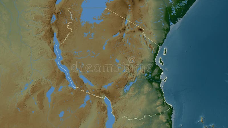 Tanzania Outlined. Physical Stock Illustration - Illustration of ...