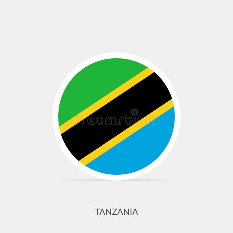 Tanzania Round Flag Icon with Shadow Stock Vector - Illustration of ...