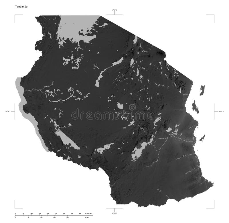 Tanzania Shape on White. Grayscale Stock Illustration - Illustration of ...