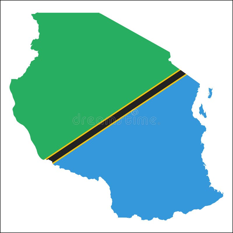 Tanzania United Republic Of High Resolution Map Stock Vector