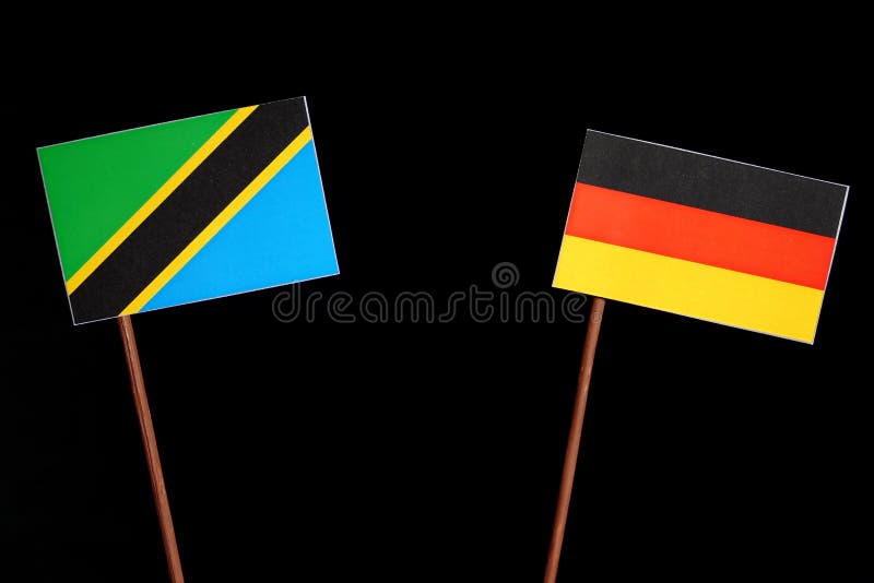 German Tanzania Flag Together Germany Waving Background Stock Photos ...