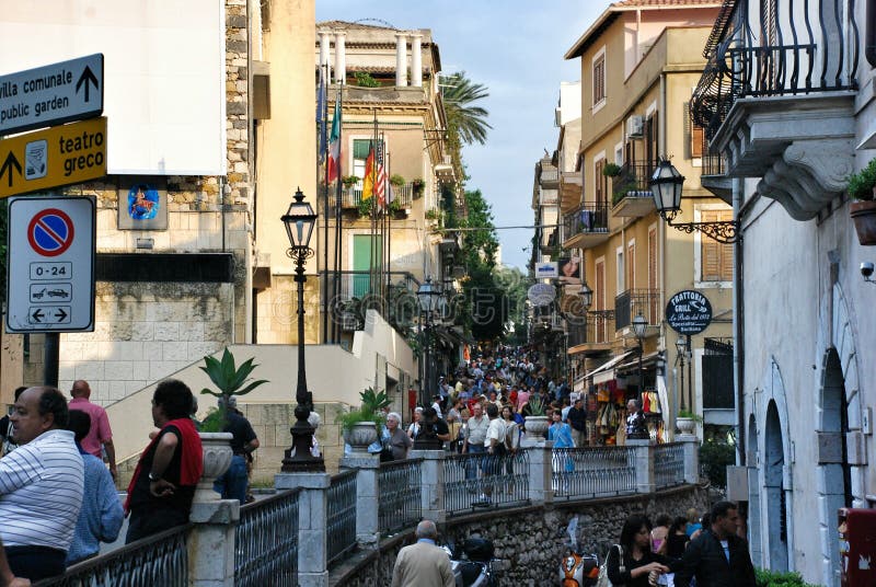 Taormina City in Sicily, Italy Editorial Photography - Image of ...