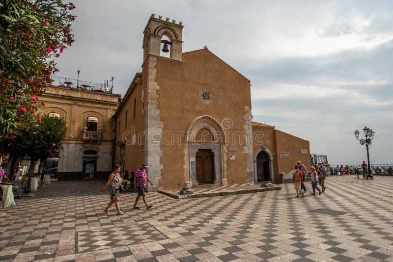 Taormina Church of Saint Augustine / Sicily. Editorial Image - Image of ...