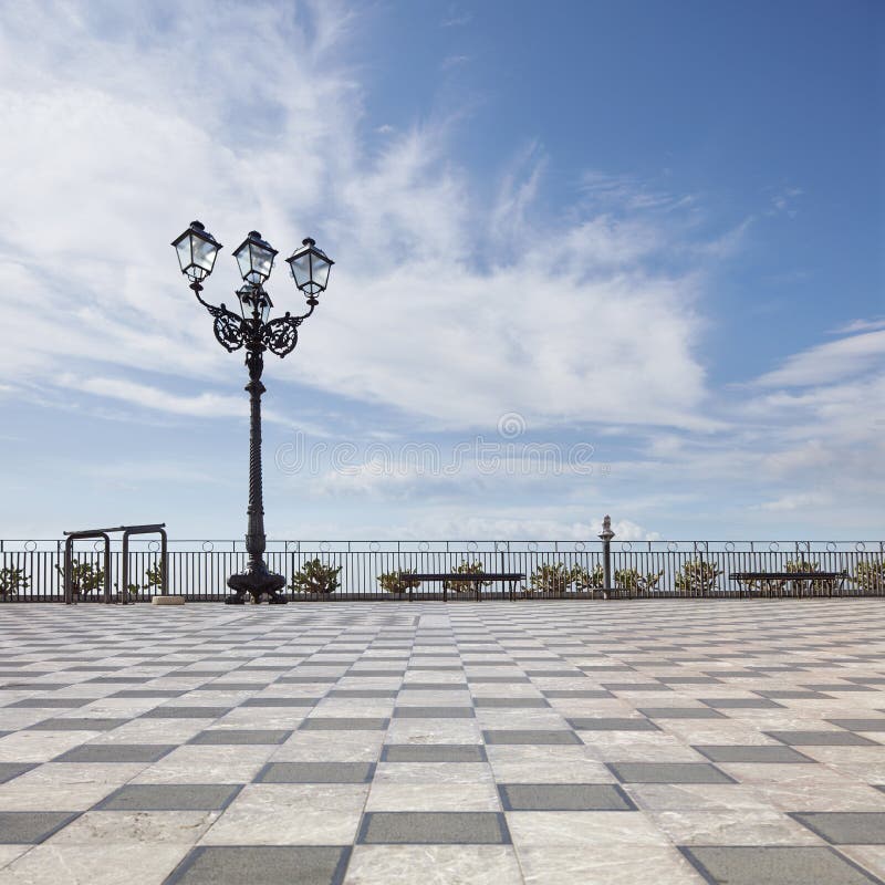 Taormina panoramic terrace stock image. Image of travel - 149720837