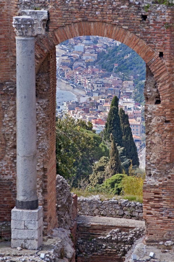 Taormina Town in Sicily Italy Stock Image - Image of ionian, taormina ...