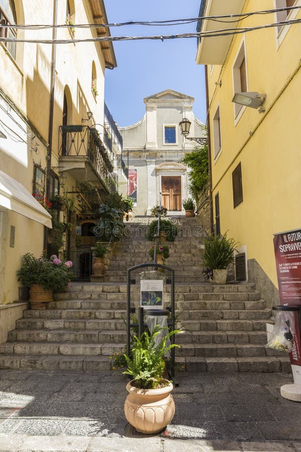 Taormina editorial stock photo. Image of comune, building - 98935523