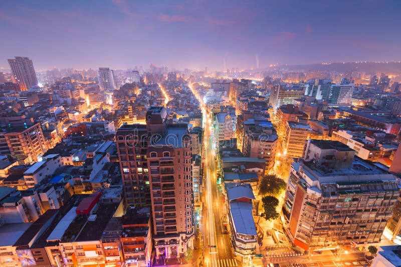 Taoyuan, Taiwan City Skyline at Twilight Stock Photo - Image of light ...