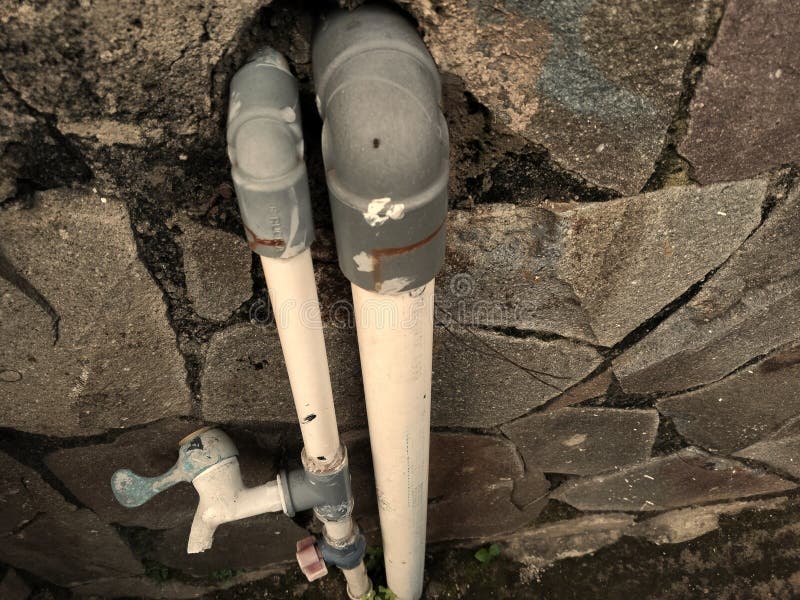 Tap Connection on the Edge of the House Wall Stock Photo - Image of ...