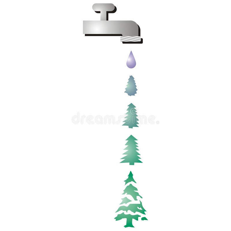 A tap and the drop-tree stock vector. Illustration of cartoon - 2343918