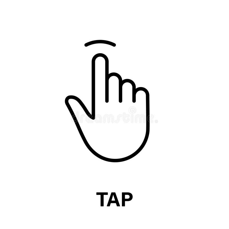 Tap Gesture of Computer Mouse. Pointer Finger Black Line Icon. Cursor ...