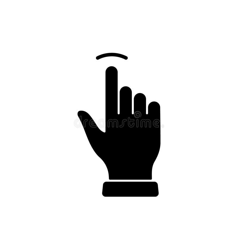 Tap Gesture, Hand Cursor of Computer Mouse Black Silhouette Icon. Click ...