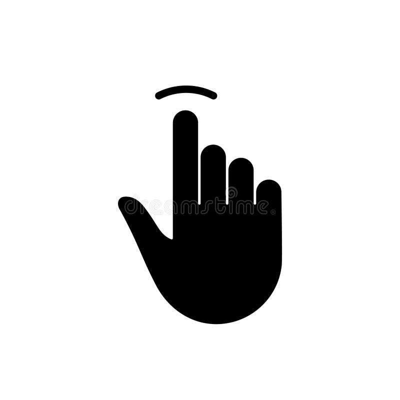 Tap Gesture, Hand Cursor of Computer Mouse Black Silhouette Icon. Click ...