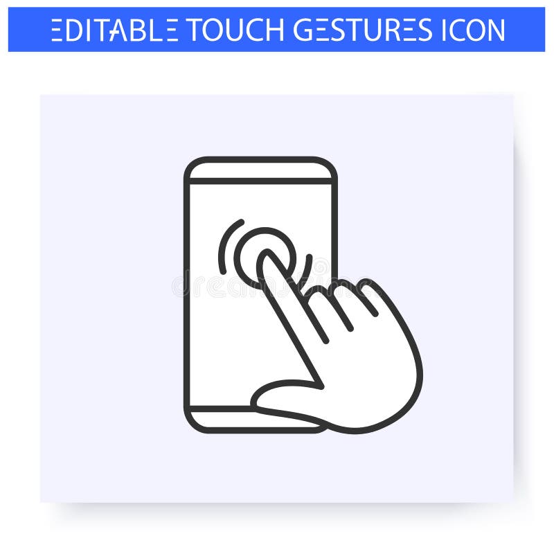 Tap Hand Gesture Line Icon. Editable Illustration Stock Vector ...