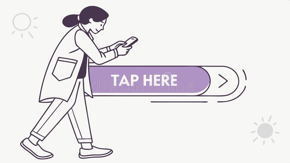 Tap Here Button Vector. Interactive UI Element for Web and App Design ...