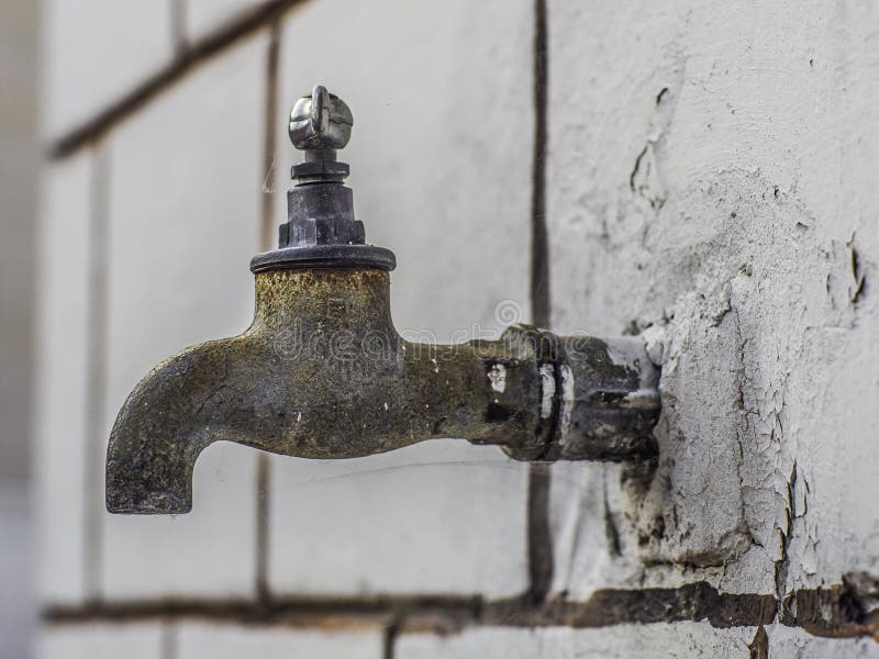 A Tap Protruding from a Wall Stock Image - Image of industrial, pipe ...