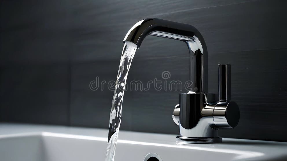 Tap with the running water stock illustration. Illustration of steel ...