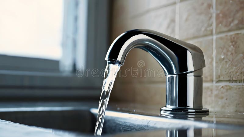Tap with the running water stock illustration. Illustration of steel ...