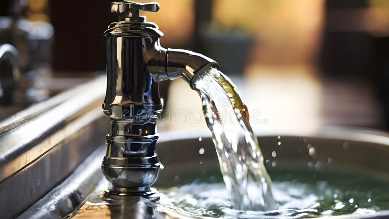 Tap with the running water stock illustration. Illustration of faucet ...