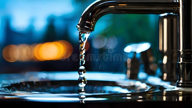Tap with the running water stock illustration. Illustration of steel ...