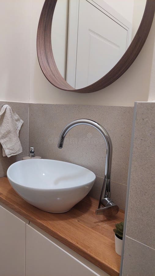 Tap, Sink and Mirror in the Bathroom Stock Photo - Image of mirror ...