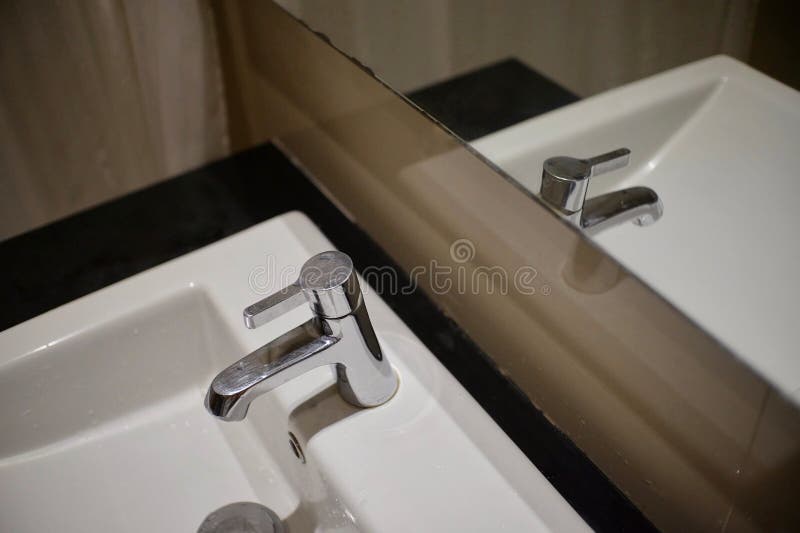 The Tap on Sink for Washing the Face or Hands Stock Image - Image of ...
