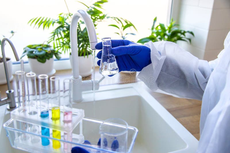 Tap Water Samples for Analysis. Selective Focus Stock Image - Image of ...