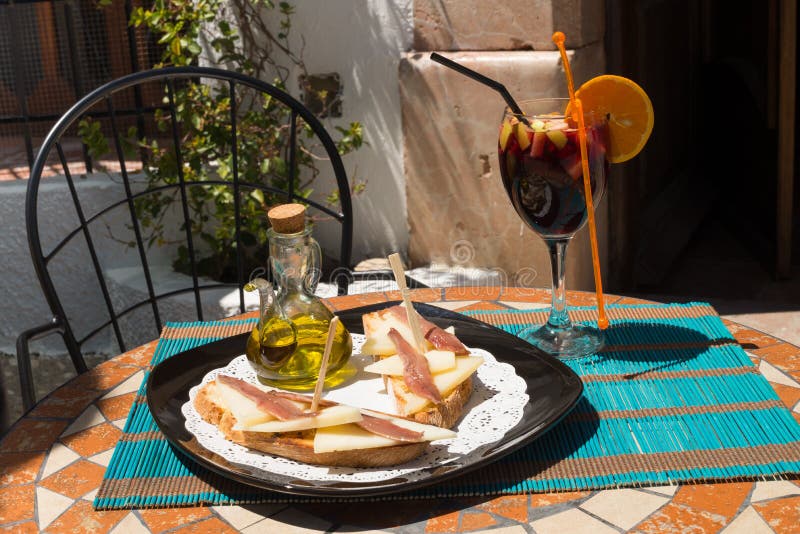 Tapa on sunny terrace stock image. Image of table, toast - 31136247