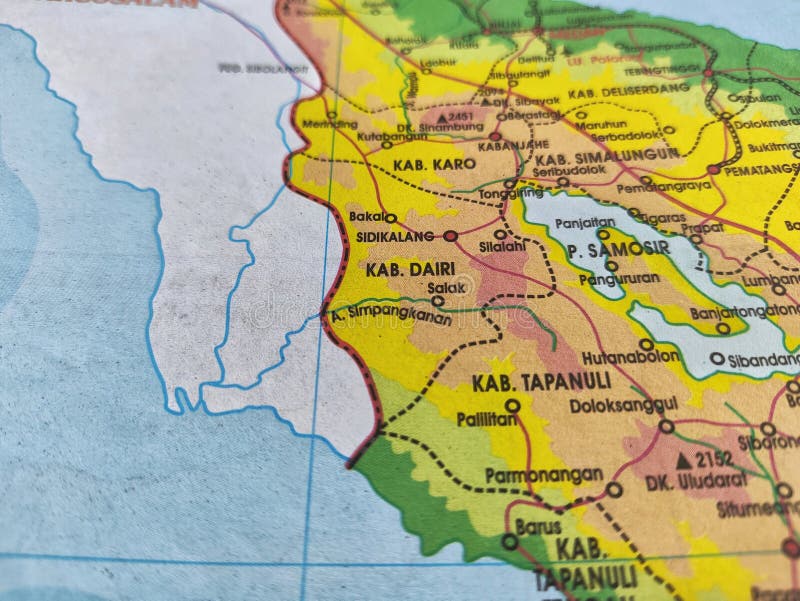 Tapanuli Regency Map and Major Cities Around it on Physical Map Stock ...