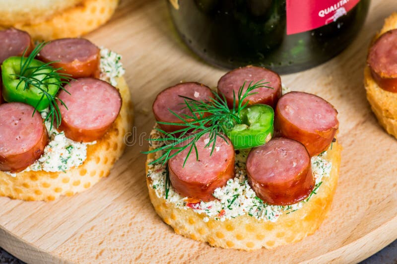 Tapas Appetizer with Sauce and Sausage Stock Photo - Image of grilled ...