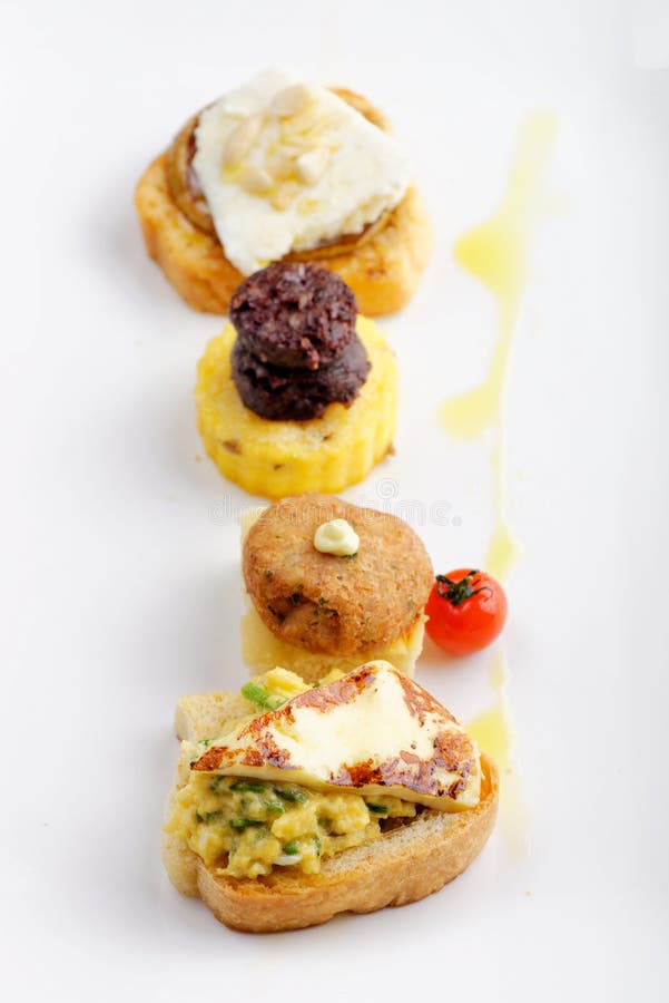 Tapas on Crusty Bread - Selection of Spanish Tapas Stock Photo - Image ...