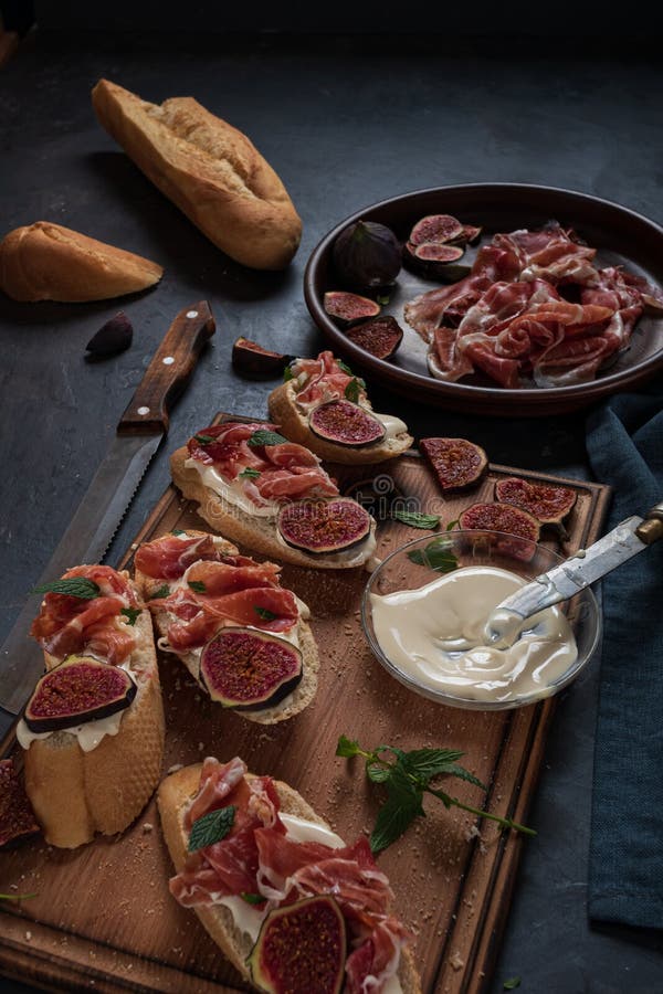 Tapas with Ham and Cream Cheese Stock Photo - Image of meat, diet ...
