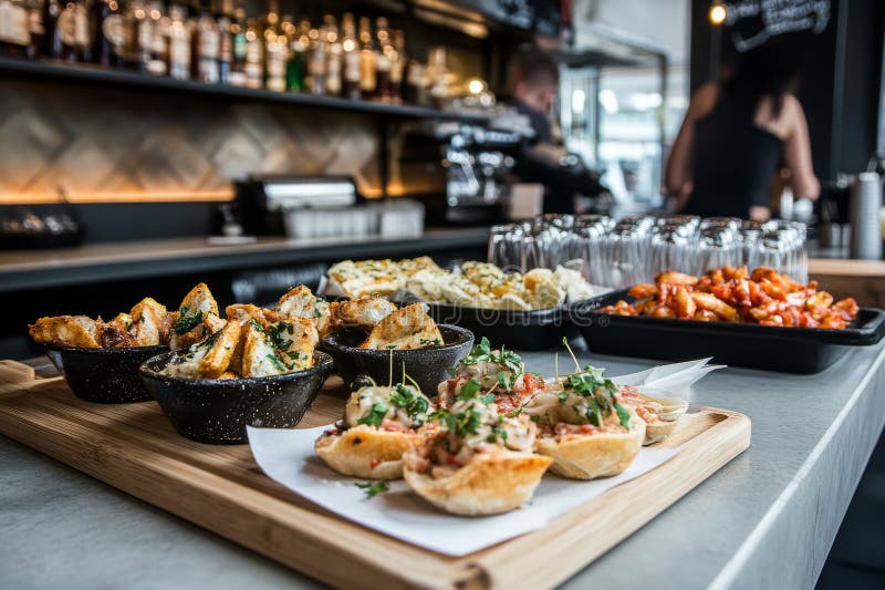 Tapas and Pintxos in Spanish Bar Stock Illustration - Illustration of ...