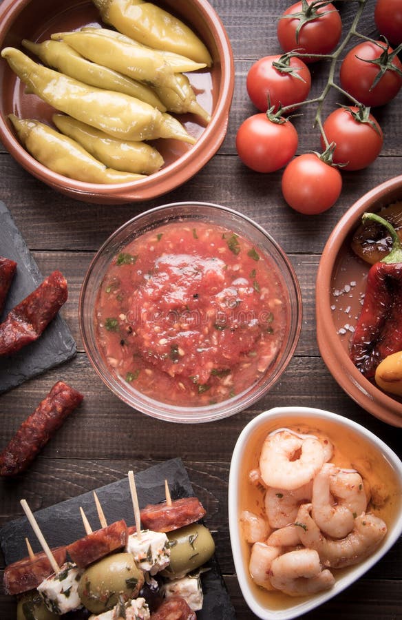 Tapas - Spanish Starters on Table Stock Image - Image of mediterranean ...