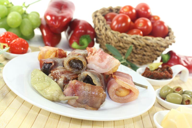 Tapas stuffed with fruits stock image. Image of prosciutto - 47471663