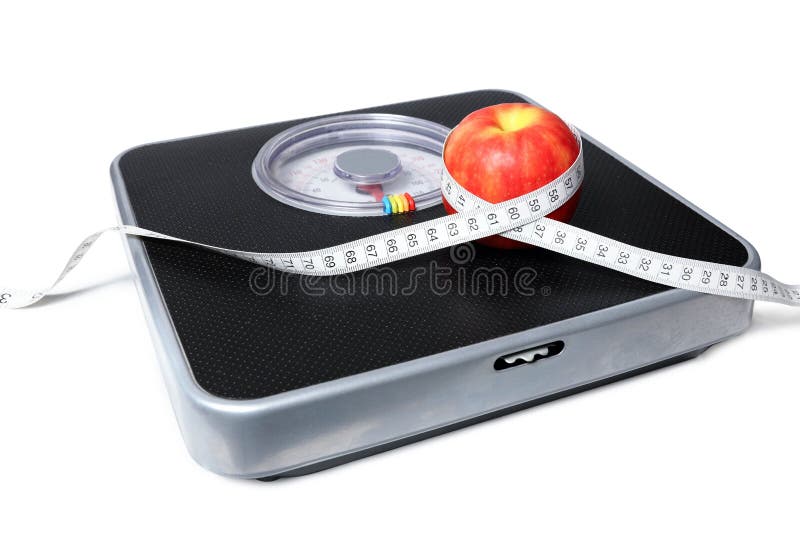 Tape and Apple Isolated on White Background Stock Photo - Image of ...