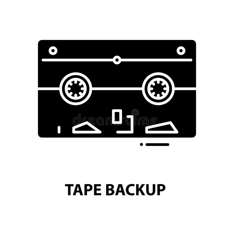 Tape Backup Icon, Black Vector Sign with Editable Strokes, Concept ...