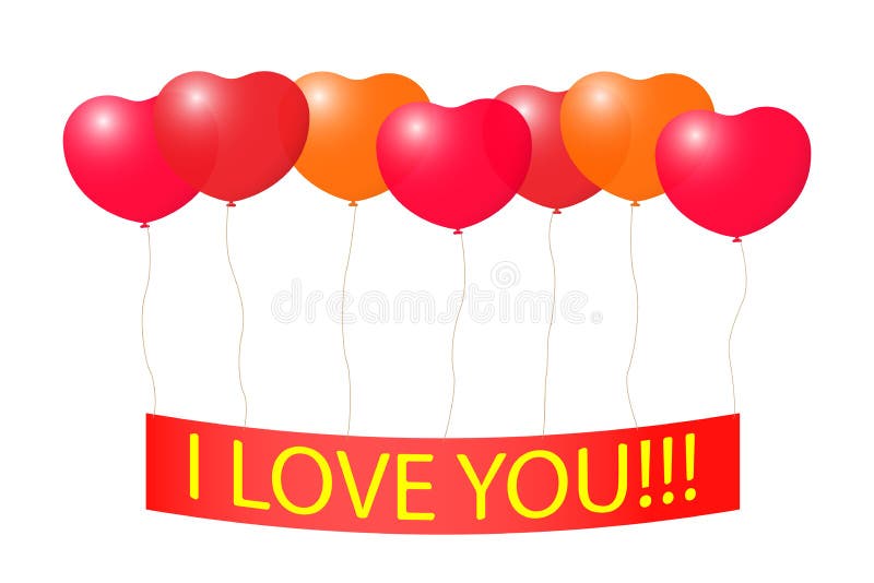Tape with a Declaration of Love on the Balloons. Stock Vector ...