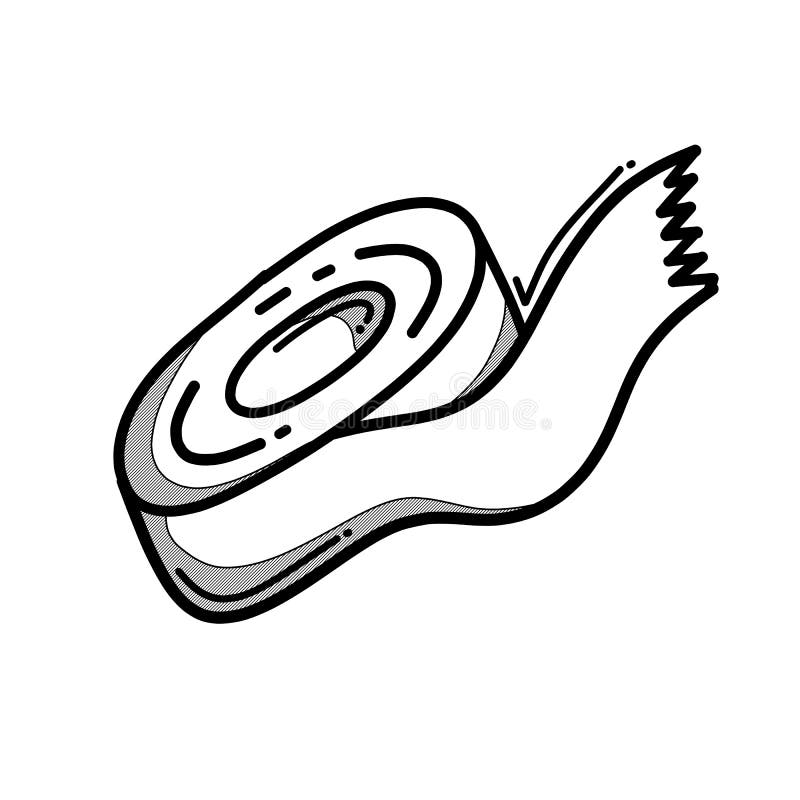 Set of Tape Drawing Illustration Hand Drawn Doodle Sketch Line Vector ...