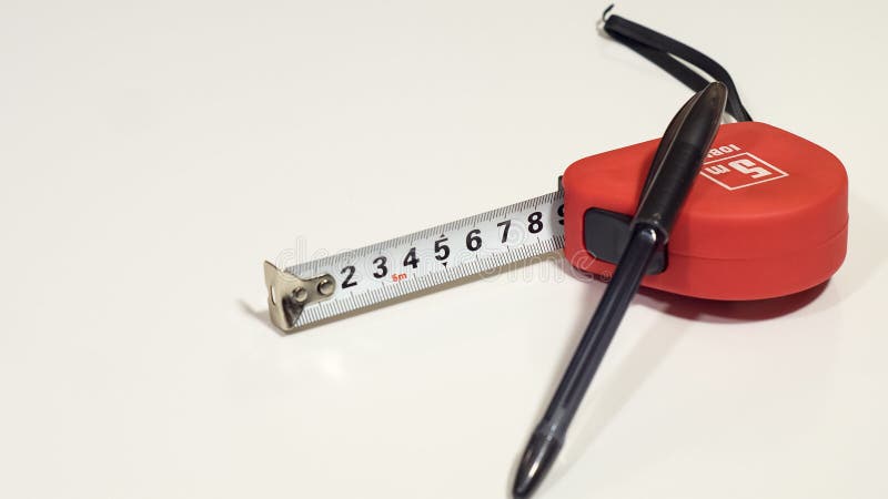Tape-measure and the Ballpoint Black Pen Stock Photo - Image of angle ...